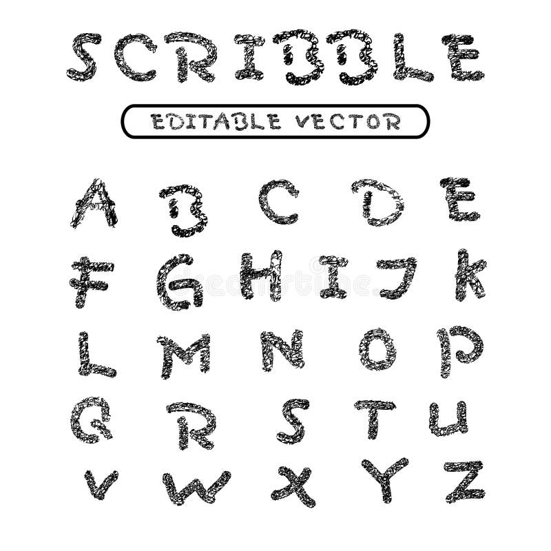 Simple Font Scribble Alphabet for Editable Font Stock Vector ...