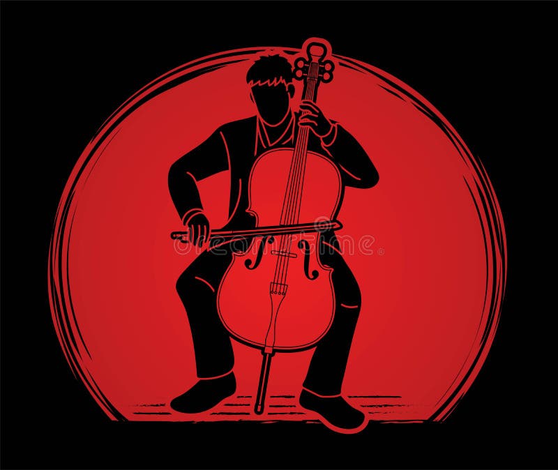 Cello player stock vector. Illustration of player, music - 77122591