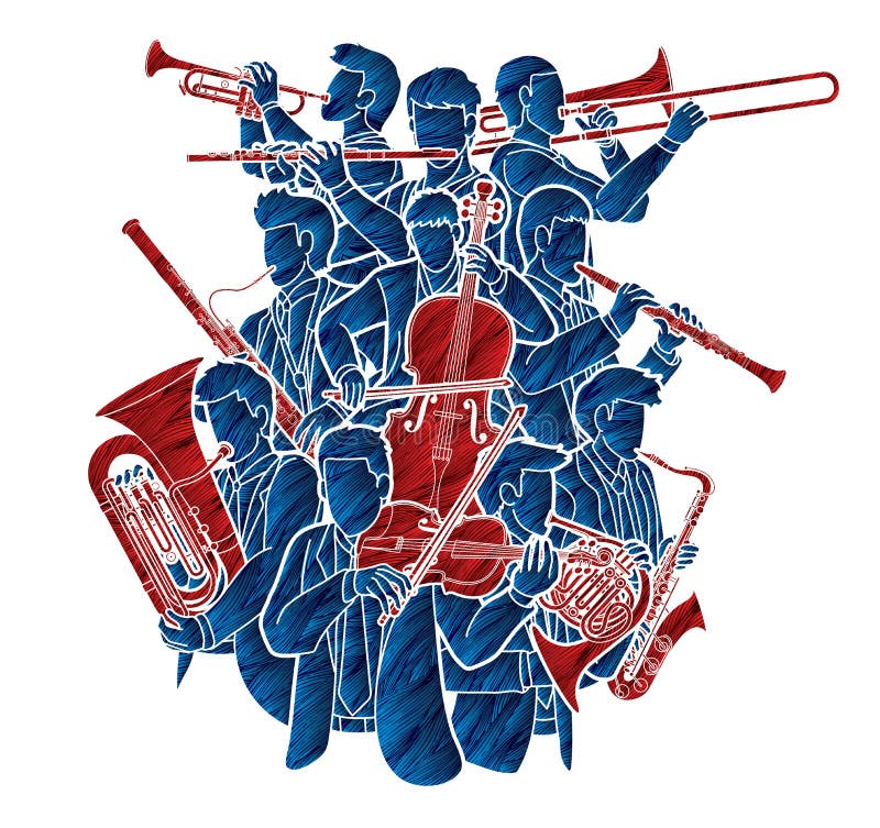 Group Of Musician Orchestra Instrument Cartoon Graphic Vector Stock ...