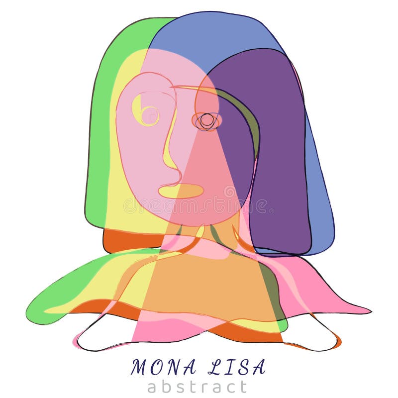 Mona Lisa Line Abstract Art for Digital Print . Stock Vector ...