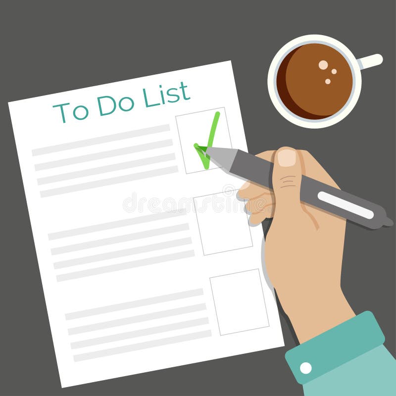To Do List. the Hand Marks the Completed Tasks. Stock Vector ...