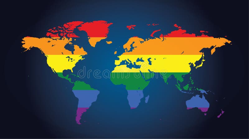 Vector Image of a LGBTQ Symbol. Rainbow World Map, the Most Widely ...