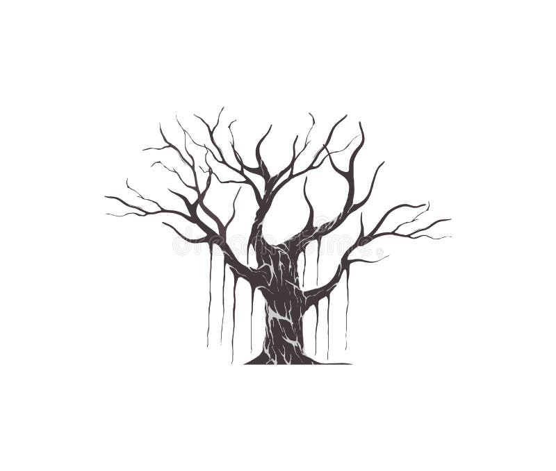 Dead Tree Illustration, Dry and Molting Tree Sketch Rough and Hand ...