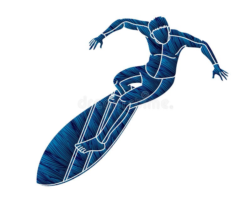 Surfing Sport Man Surfer Action Cartoon Graphic Vector Stock Vector ...