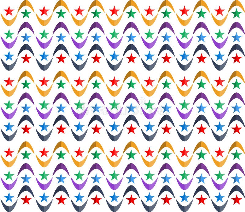 Seamless Pattern of Geometric Wave and Star. Stock Vector ...