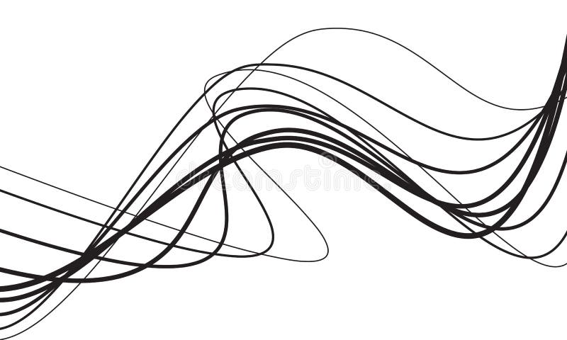 Abstract Black Line Monochrome Wave Curve on White Background Vector ...