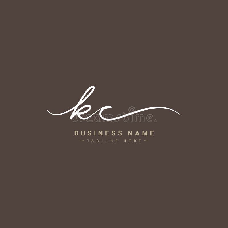 Initial Letter KC Logo - Handwritten Signature Style Logo Stock Vector ...
