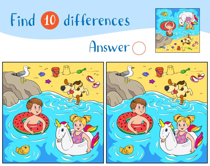Find 10 Differences. Educational Game for Children Stock Vector ...