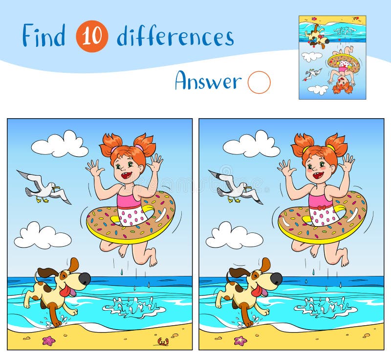 Find 10 Differences. Educational Game for Children. Underwater Life ...