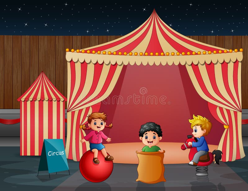 Cartoon Children Having Fun on the Amusement Stock Vector ...