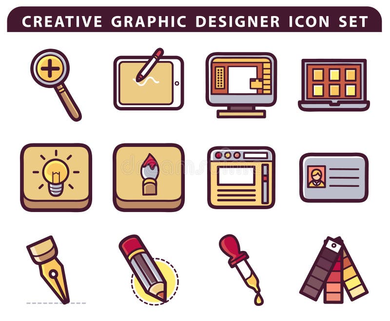 Creative Graphic Design and Illustrator Icon Set Stock Vector ...