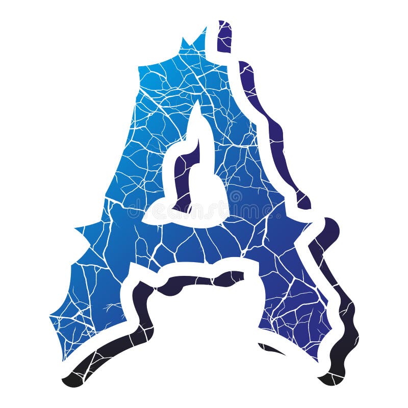 Blue Gradient Decorative Letter with Cracks Isolated on White ...