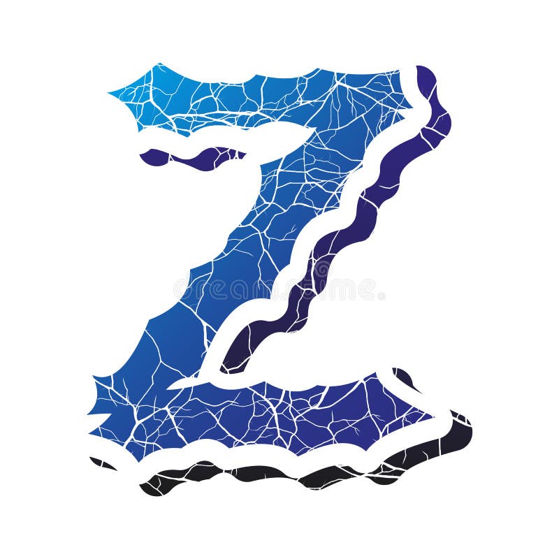 Blue Gradient Decorative Letter with Cracks Isolated on White ...