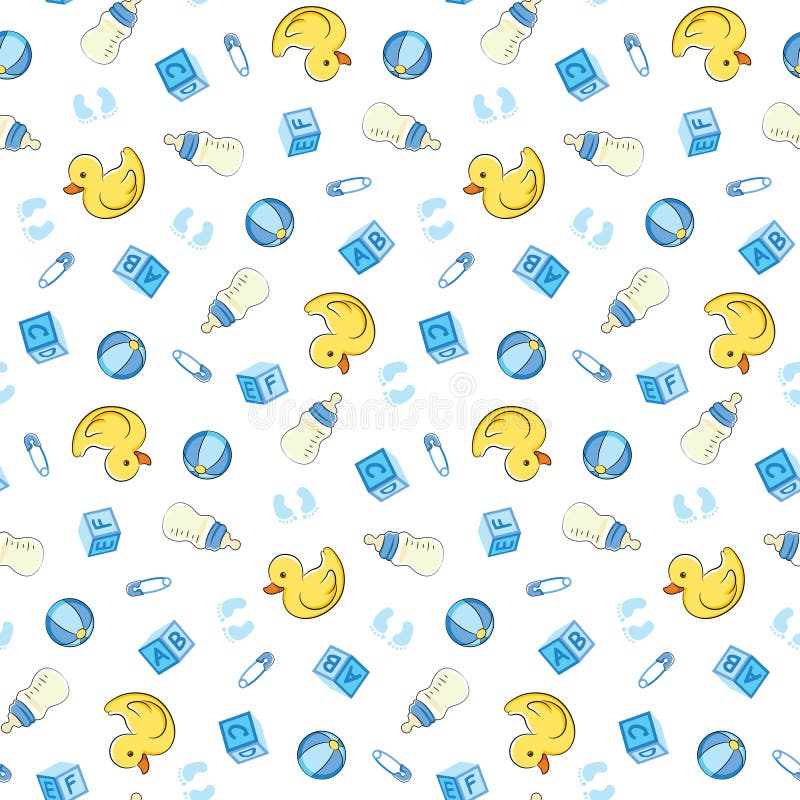 Seamless Baby Elements Pattern with White Color Background Stock Vector ...