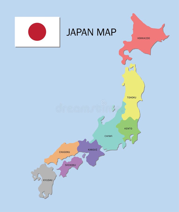 Japan Map. Color Map of the Provinces of Japan. Japan Administrative ...
