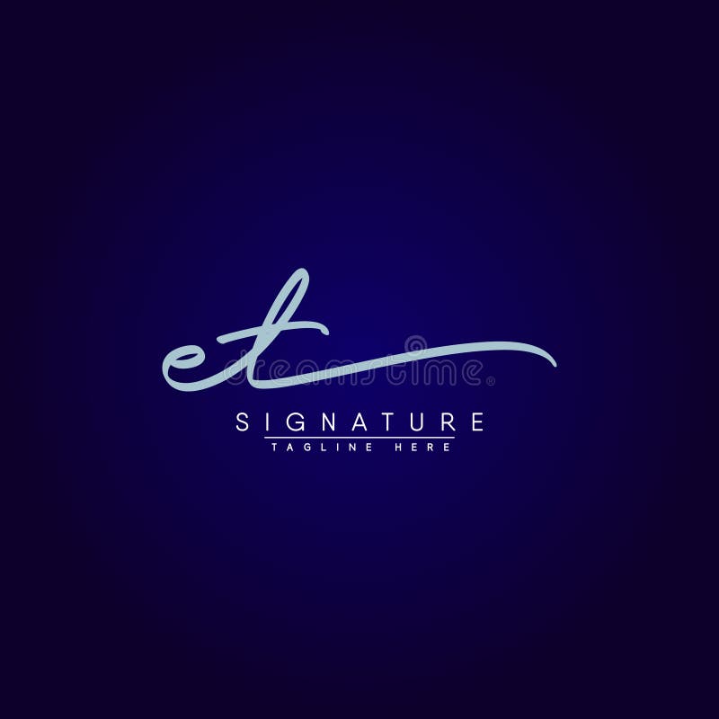 Initial Letter ET Logo - Handwritten Signature Style Logo Stock Vector ...