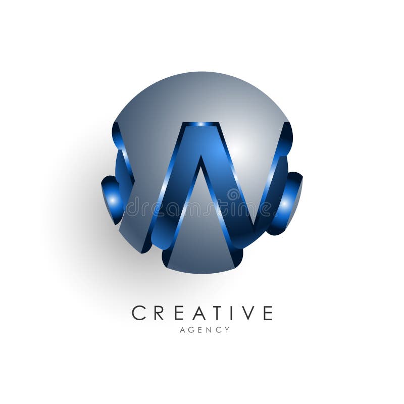 3d Letter Design Round W Logo Template for Business and Corporate ...