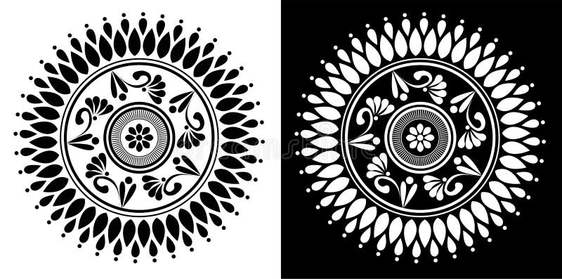 Indian Traditional Rangoli Mandala Design with Flower Petals and Leaves ...