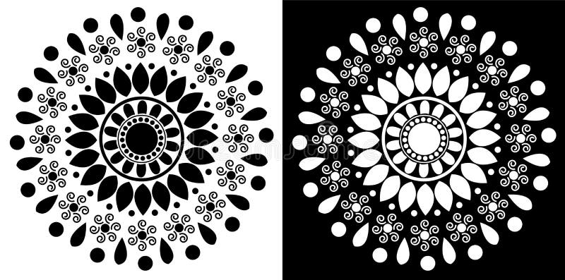 Indian Traditional Rangoli Mandala with Flower Petals and Spirals Stock ...