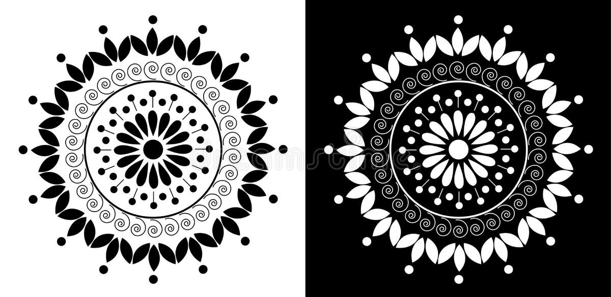 Black White Rangoli Pattern Stock Illustrations – 2,233 Black White ...