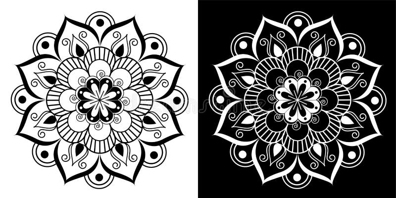 Indian Traditional Rangoli Mandala Design with Petals, Spirals, Leaves ...