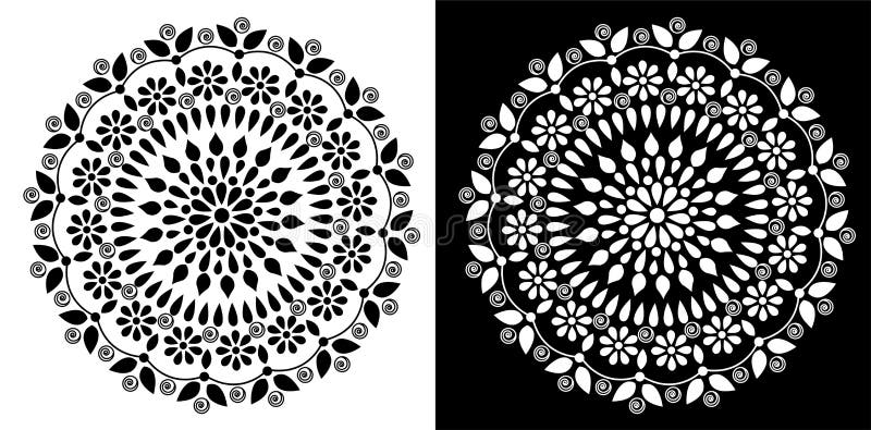 Indian Traditional Rangoli Mandala Design with Flower Petals, Leaves ...