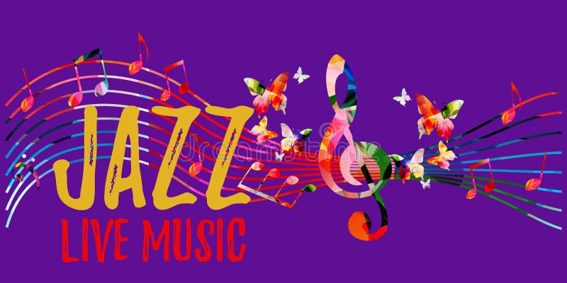 Colorful Jazz Music Promotional Poster with Musical Notes Vector ...