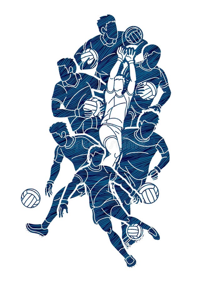 Group of Gaelic Football Men Players Action Cartoon Graphic Vector ...