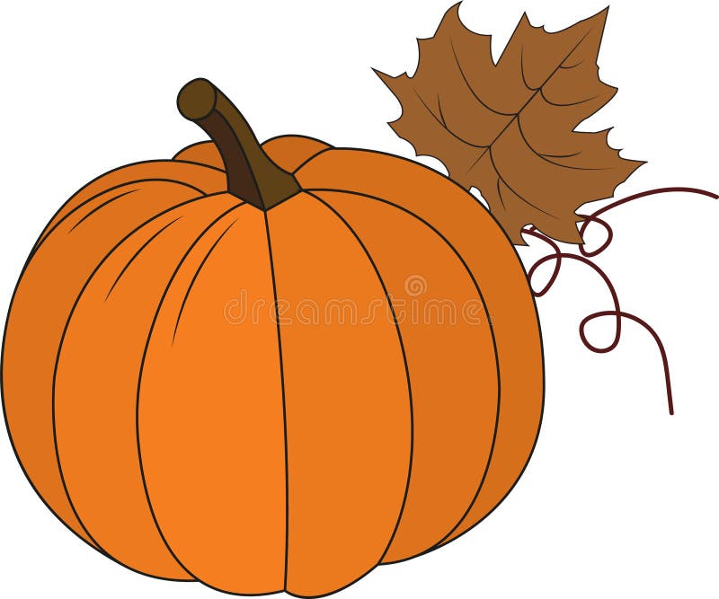 Autumn Season Big Pumpkin and Leaf Vector Stock Illustration ...