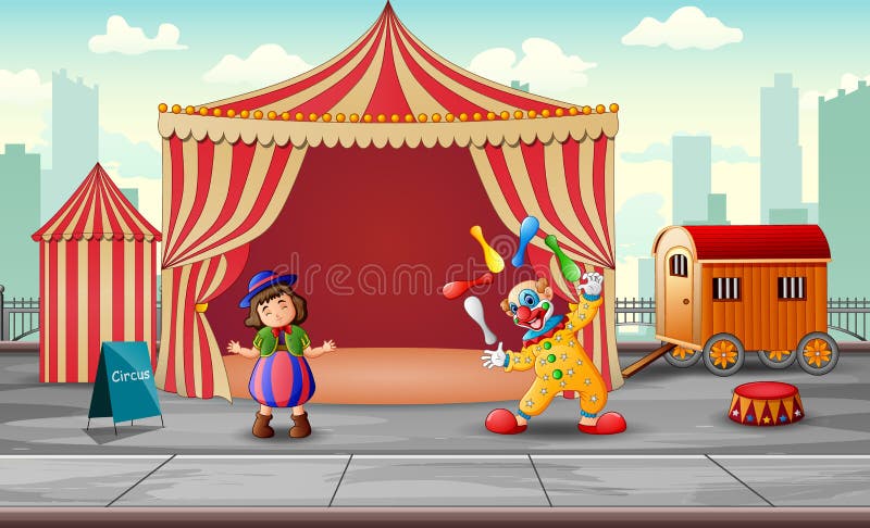 Happy Clowns Performance in the Circus Tent Stock Vector - Illustration ...