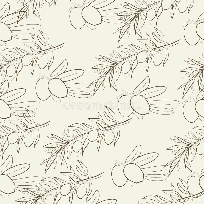 Print Line Art of Olive Tree. Vector Seamless Pattern. Stock Vector ...