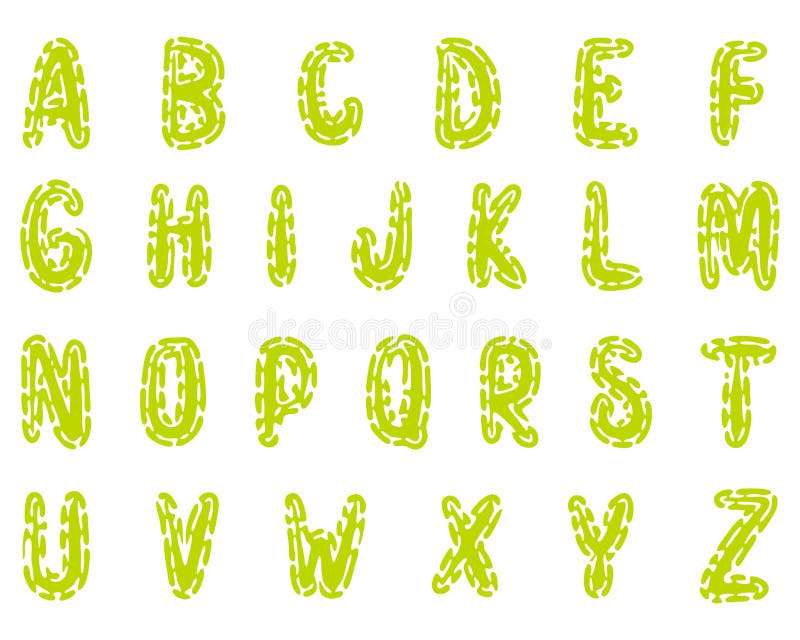 Green Decorative Font.Vector Alphabet. Stock Vector - Illustration of ...