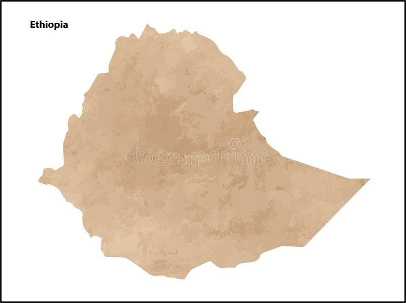 Old Vintage Paper Textured Map of Ethiopia Country Stock Vector ...