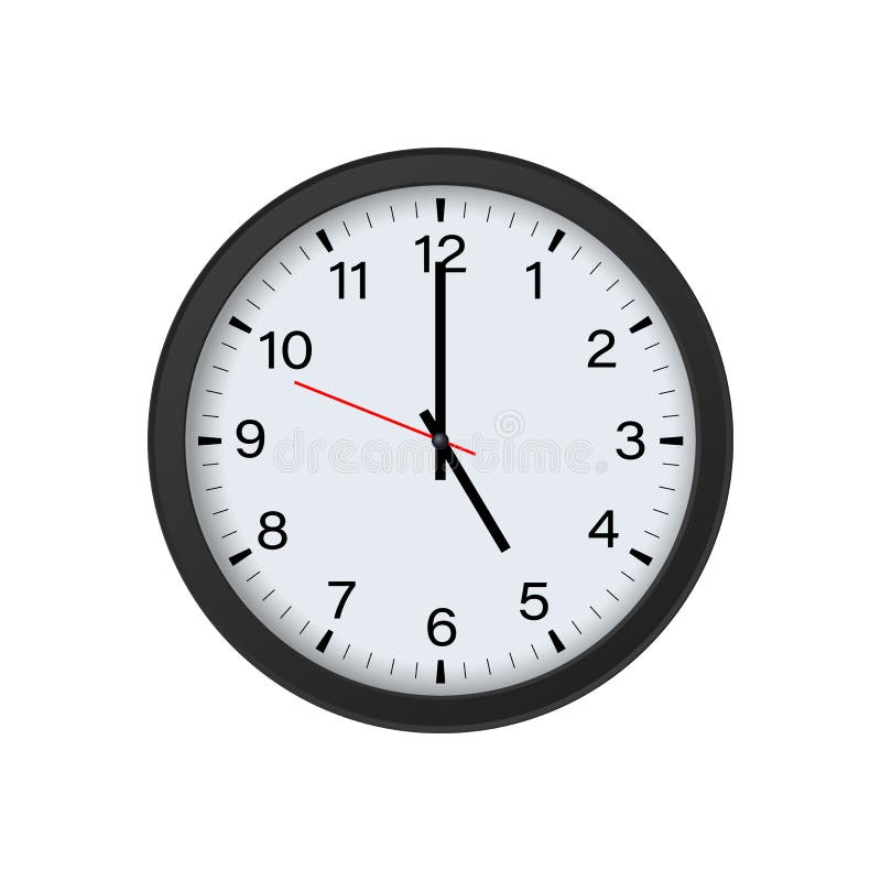 Round Clock Mockup Showing 5 O Clock Stock Vector - Illustration of ...