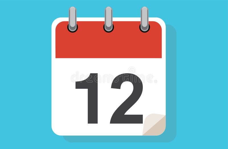 Day Twelve. Simple Calendar with Date 12. Flat Calendar Icon Vector ...