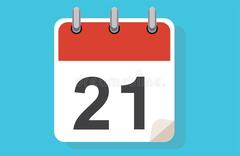 Day Twenty-one. Simple Calendar with Date 21. Flat Calendar Icon Vector ...