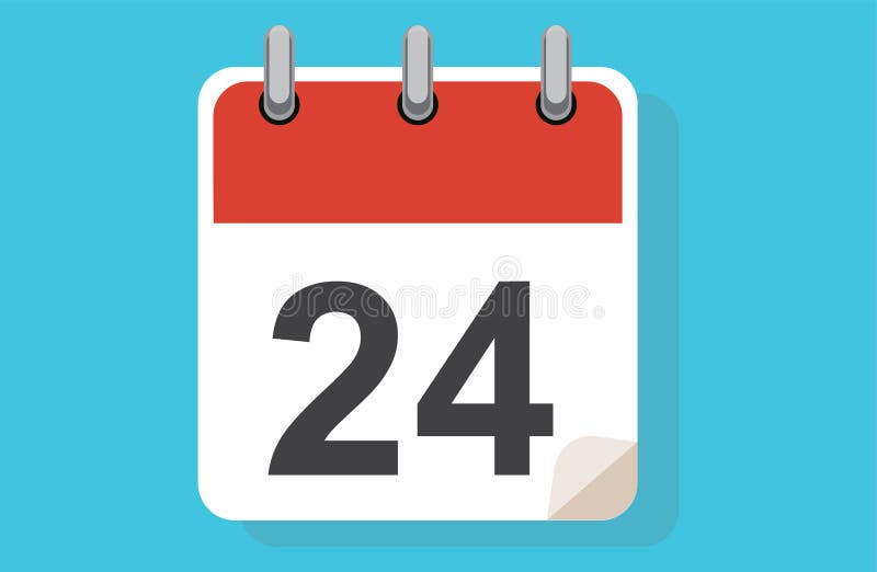 Day Twenty-four Simple Calendar with Date 24. Flat Calendar Icon Vector ...