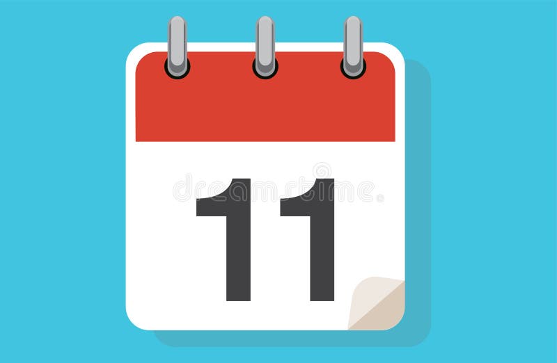 Day Eleven. Simple Calendar with Date 11. Flat Calendar Icon Vector ...