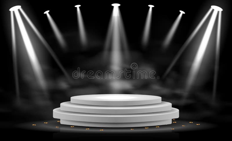 Realistic Stage Podium with Elegant Lighting Spotlight Stock Vector ...