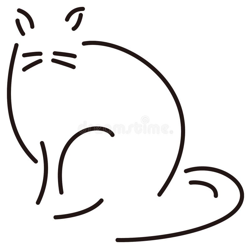 Cat Line Art Animal Vector Illustration Transparent Background Stock ...