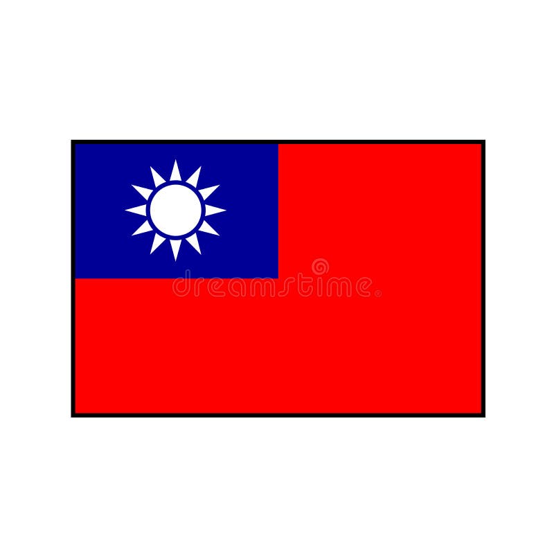 Republic of Taiwan Flag Button Rectangle on Isolated White for Asia ...