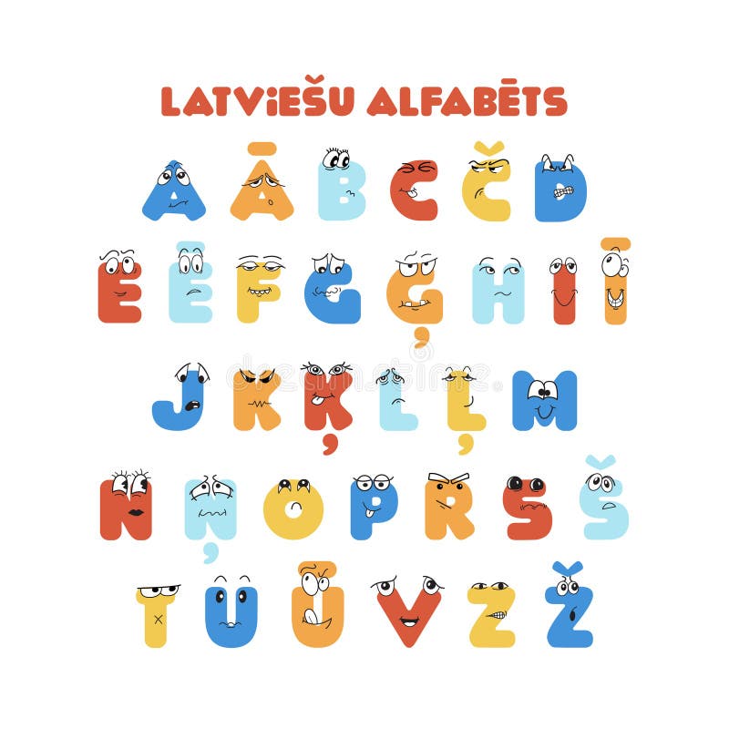 Latvian Colorful Alphabet for Kids Stock Vector - Illustration of ...