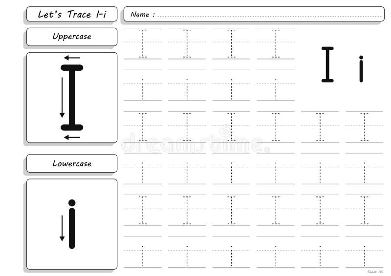 Writing and Tracing Letters a-a Worksheet Stock Vector - Illustration ...
