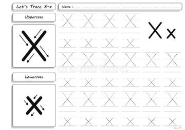 Writing and Tracing Letters X-x Worksheet Stock Vector - Illustration ...
