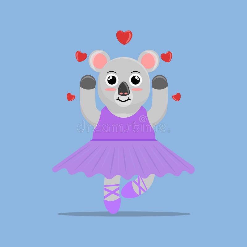 Cute Koala Dancing Ballet with Love Stock Vector - Illustration of love ...