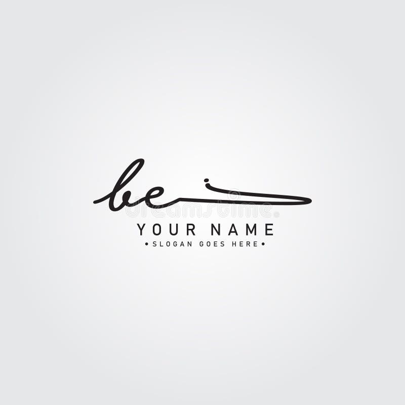 Initial Letter BE Logo - Hand Drawn Signature Style Logo Stock Vector ...