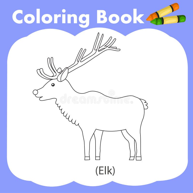 Illustrator of Coloring Book Elk Stock Vector - Illustration of funny ...