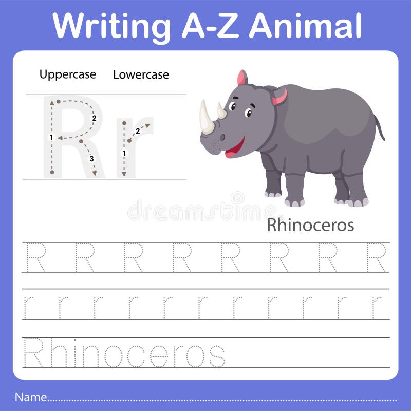 Illustrator of Writing a - Z Animal R Rhinoceros Stock Vector ...