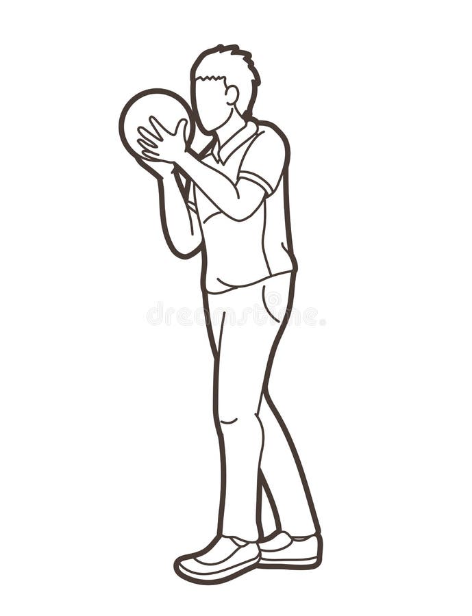 Male Player Bowling Sport Bowler Action Cartoon Graphic Vector Stock ...