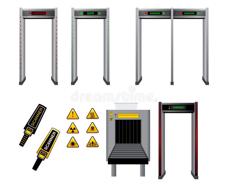 Set of Realistic Handheld Detect Metal Scanner Isolated or Metal ...